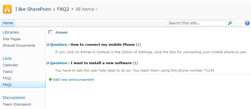 SharePoint 2010 Create A FAQ With Standard Features I Like 